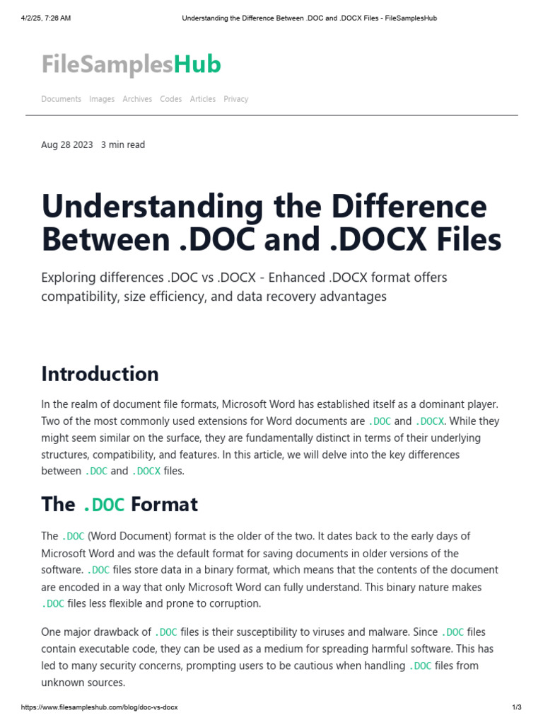 Understanding the Difference Between .DOC and .DOCX Files | PDF | File Format | Computer File