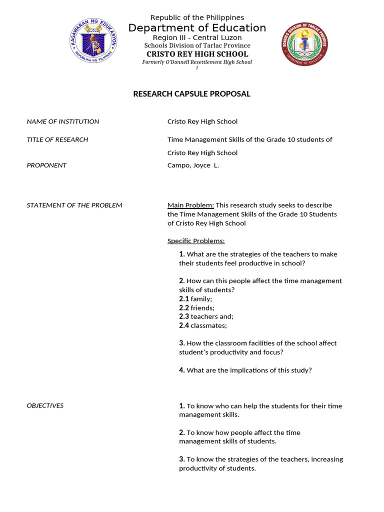 Research Capsule Proposal | PDF | Procrastination | Professional Skills