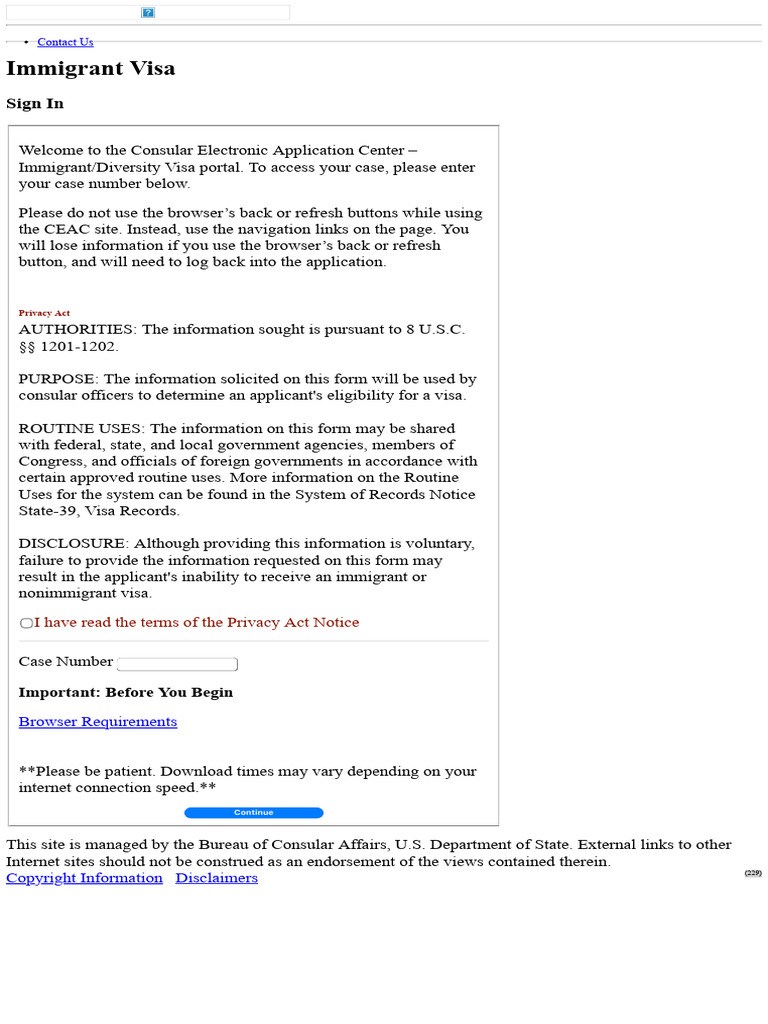 Immigrant Visa Sign-In Portal Access | PDF