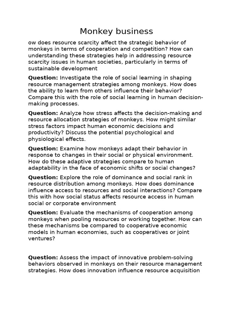 Monkey business | PDF | Cooperation | Economics