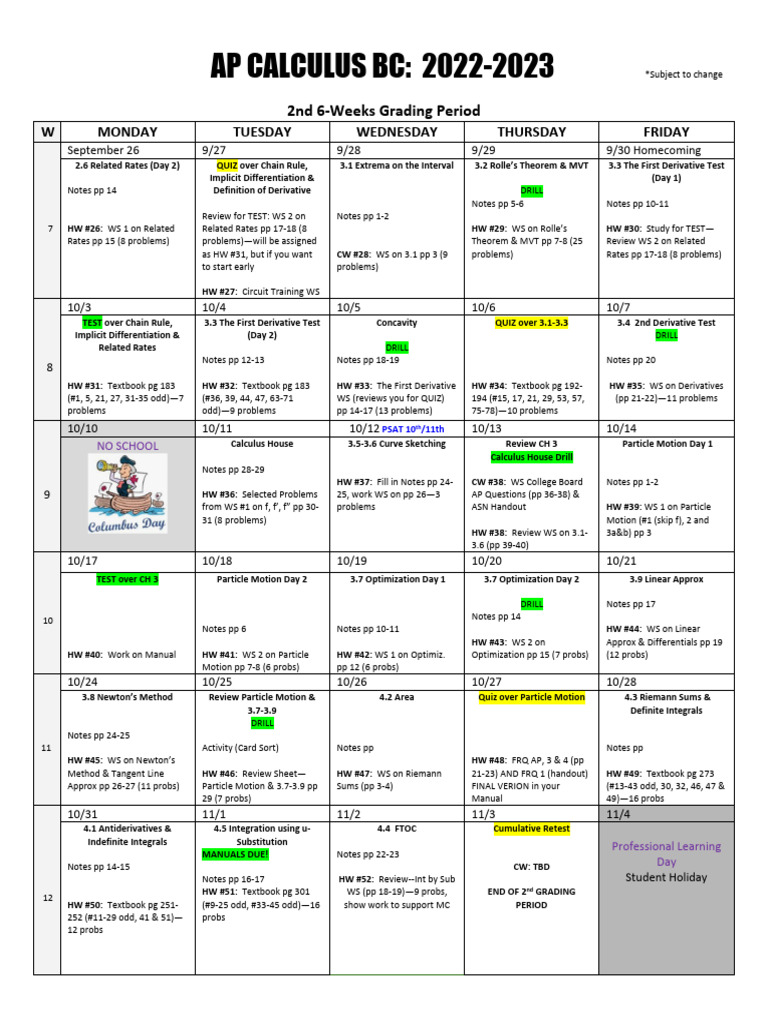 2nd Grading Period BC Calc 2022-23 | PDF | Integral | Mathematical Physics