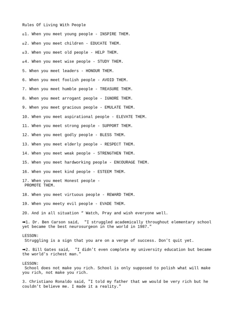 Rules of Living With People | PDF