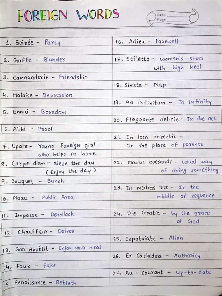 Important Foreign Words | PDF