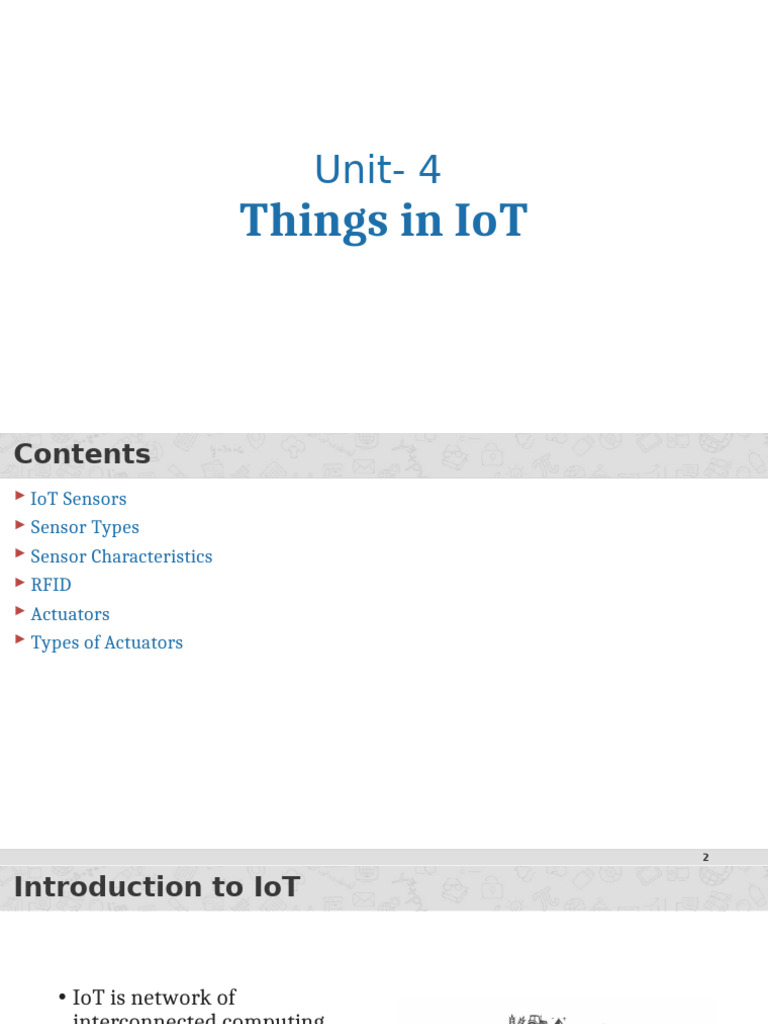 Unit 4 Things in IoT | PDF | Actuator | Radio Frequency Identification