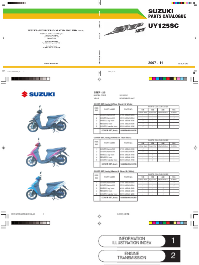 Suzuki UY125SC Parts Catalogue 2007 | PDF | Car Body Styles | Motor Vehicle