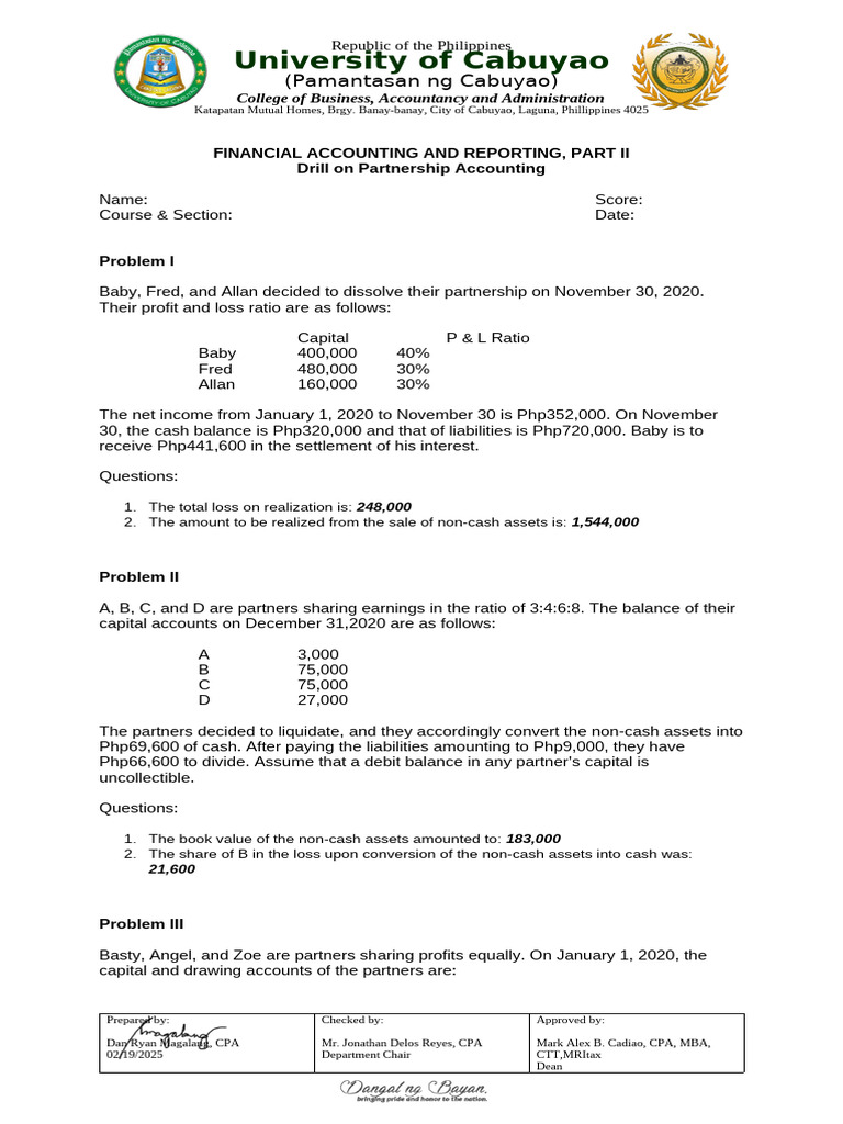 Far 2 Midtermonline Drills Keys | PDF | Partnership | Financial Accounting
