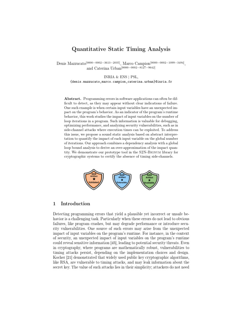 Quantitative Static Timing Analysis | PDF | Control Flow | Function (Mathematics)