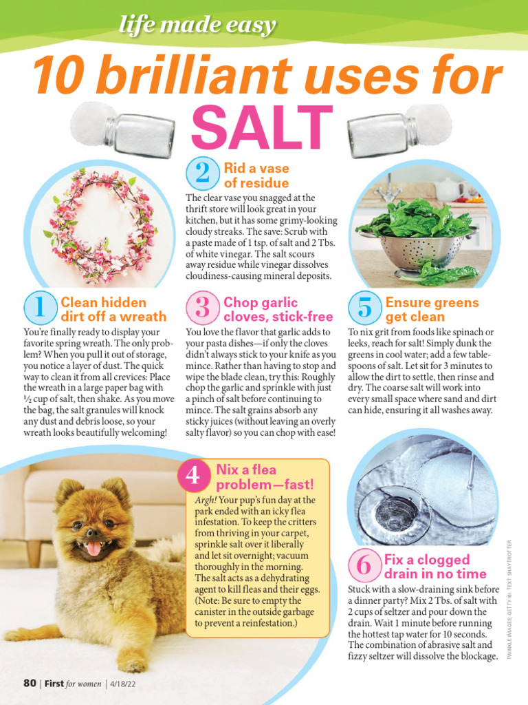 10 Brillian Uses For Salt To Make Life Easier | PDF | Garlic | Salt