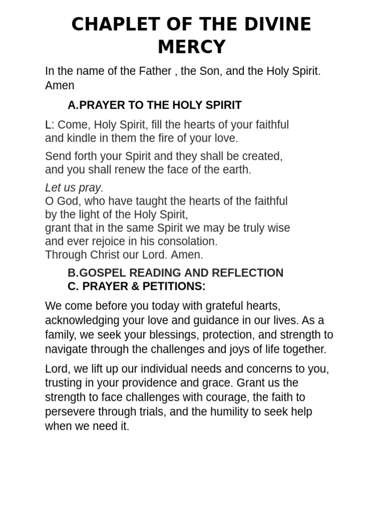 Chaplet of The Divine Mercy | PDF | Mercy | Prayer