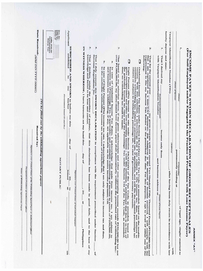 BIR Sworn-Annex-A1 | PDF