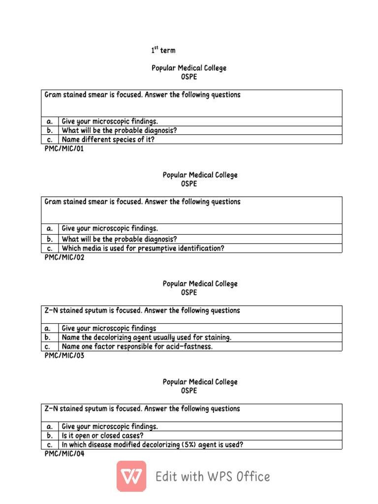 MicroBiology OSPE Question | PDF | Growth Medium | Serology