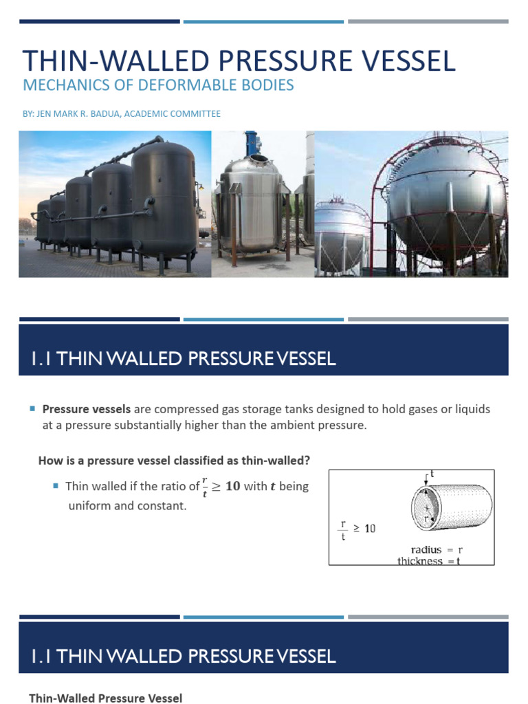 Thin-Walled Pressure Vessel - Mechanics of Deformable Bodies | PDF ...