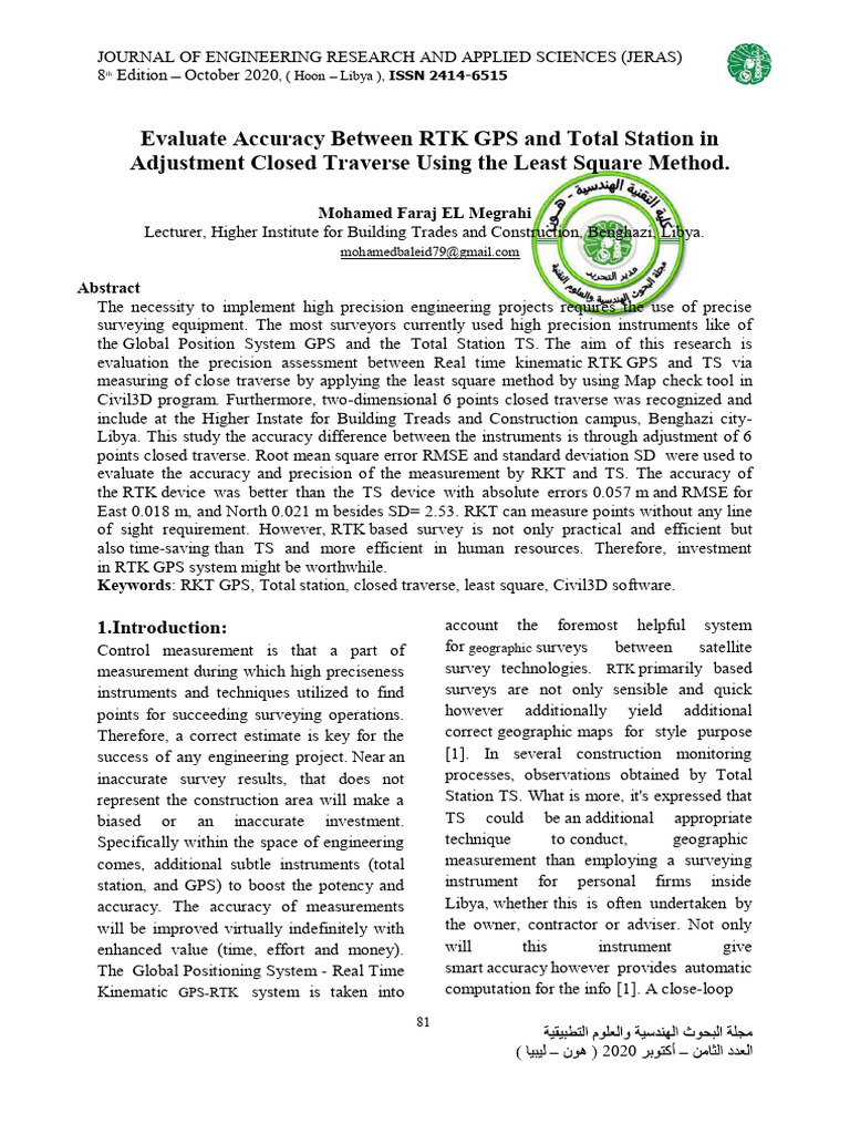 RTK GPS vs Total Station Accuracy Study | PDF | Surveying | Errors And ...