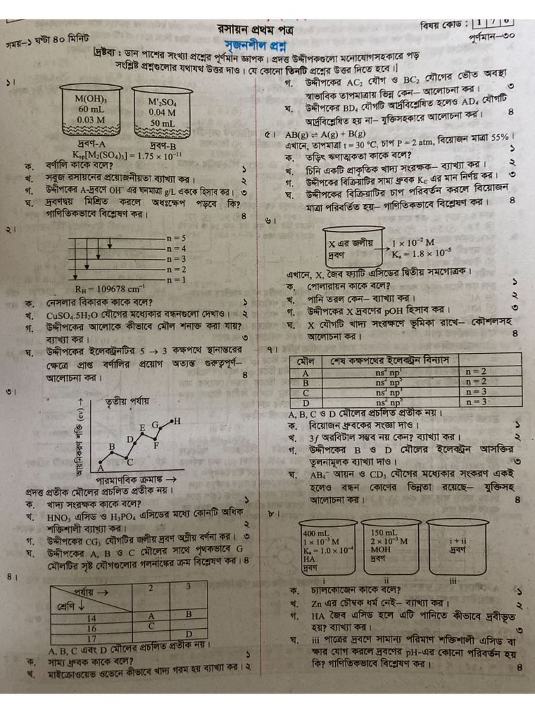 Chemistry 1st Paper | PDF