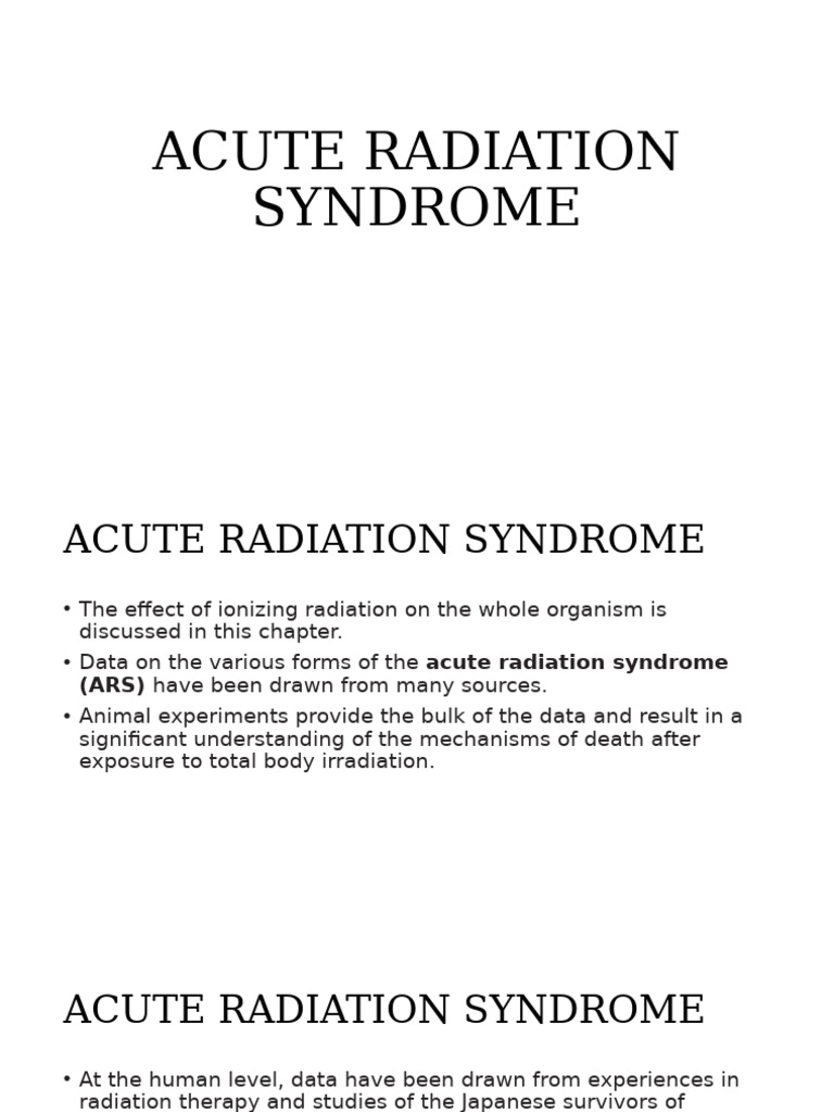 Understanding Acute Radiation Syndrome | PDF | Acute Radiation Syndrome ...