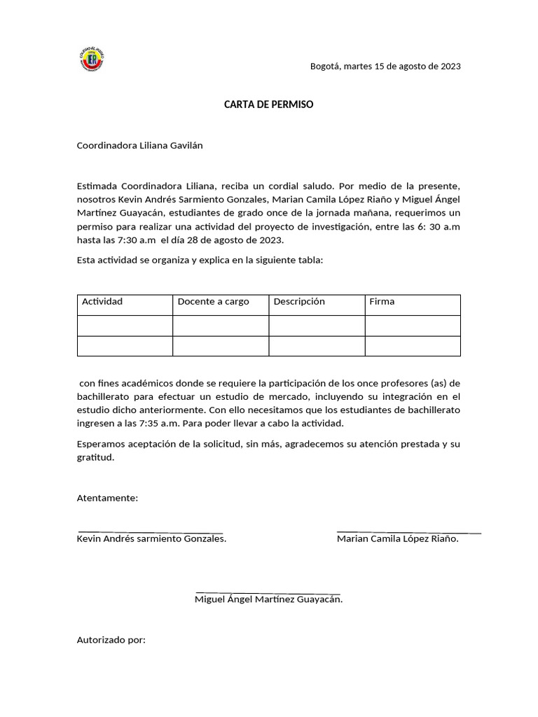 Carta Permiso | PDF