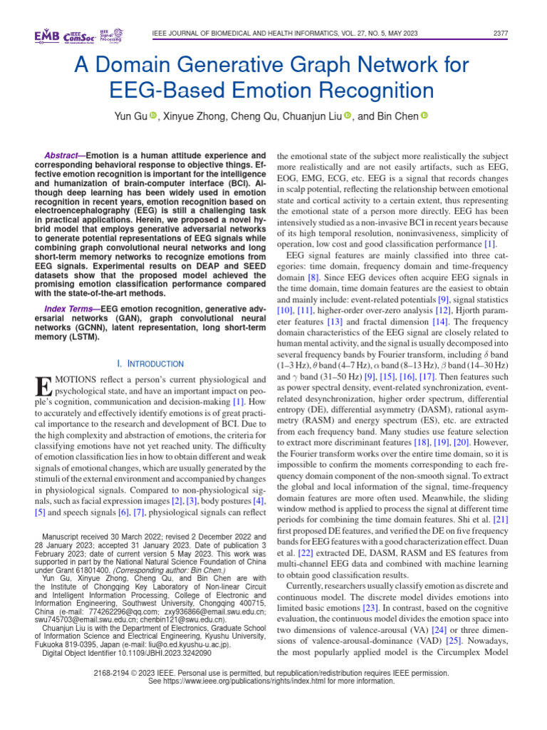 A Domain Generative Graph Network For EEG-Based Emotion Recognition | PDF | Spectral Density ...