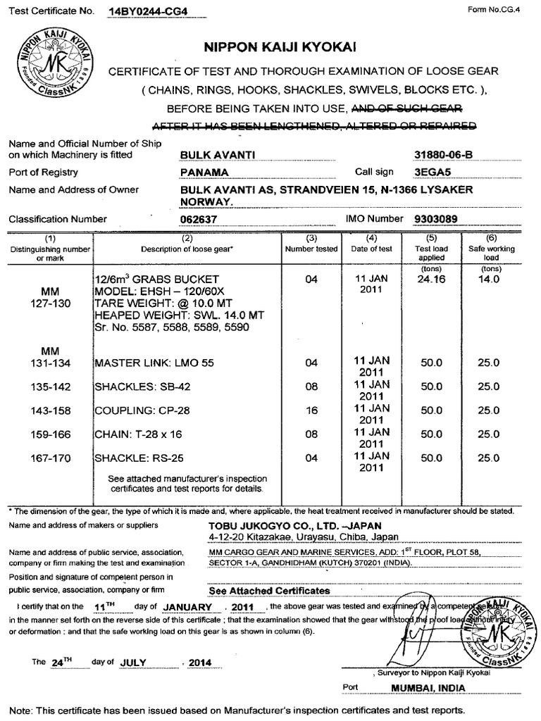 Grab Test Cert | PDF