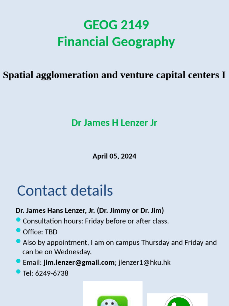 Lecture 7 04052024 Spatial Agglomeration and Venture Capital Centers I ...