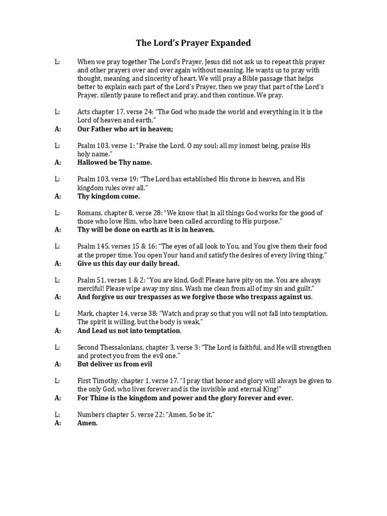 Expanded Lord's Prayer Reflection Guide | PDF | Lord's Prayer | Prayer
