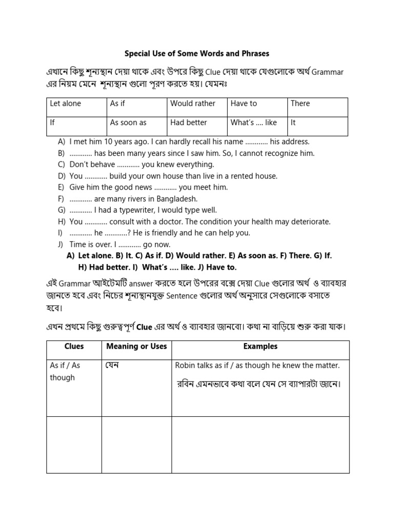 Special Use of Some Words and Phrases | PDF