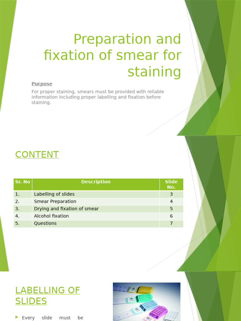 Smear Preparation and Fixation Guide | PDF | Fixation (Histology) | Ethanol