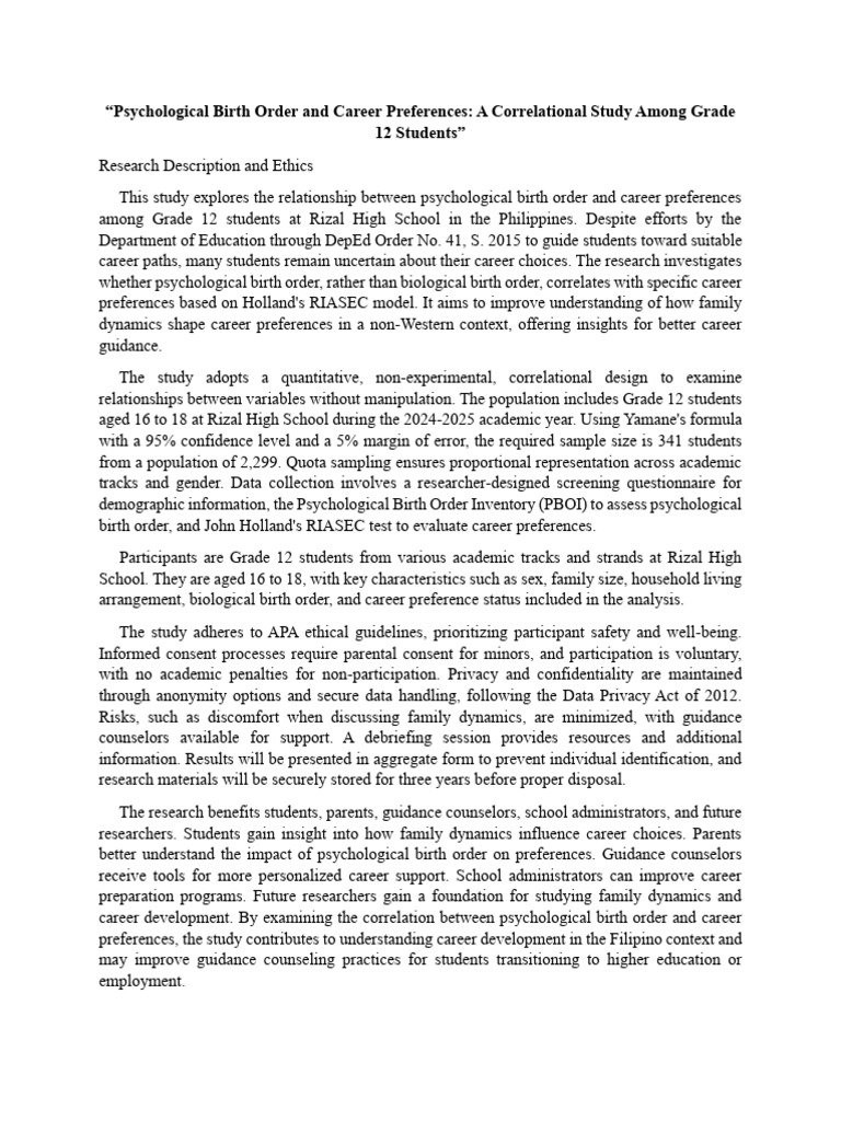 Research Description and Ethics | PDF | Psychology | Sampling (Statistics)