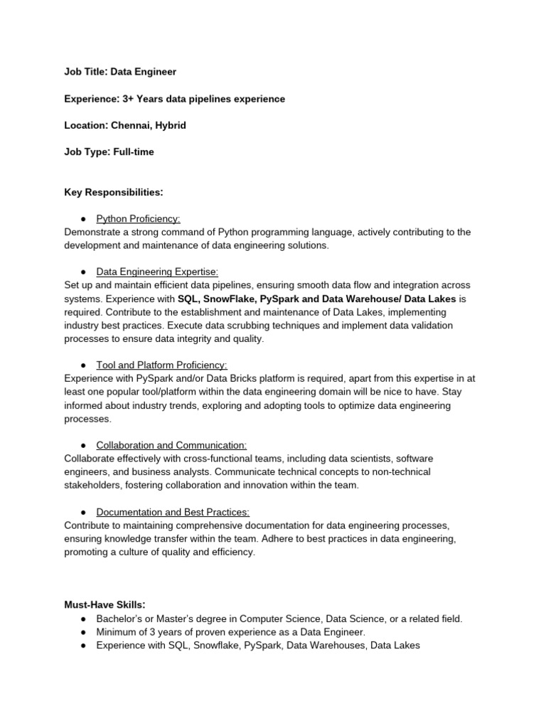 Data Engineer - JD 22-Jan-2025 | PDF