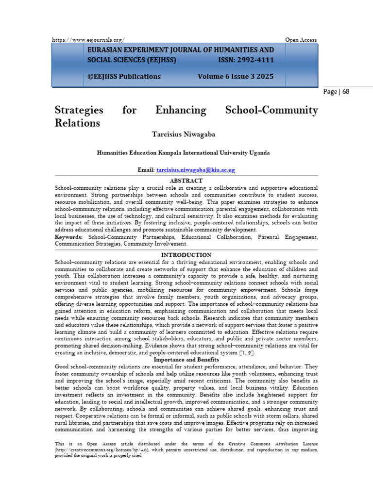 Strategies For Enhancing School-Community Relations | PDF ...