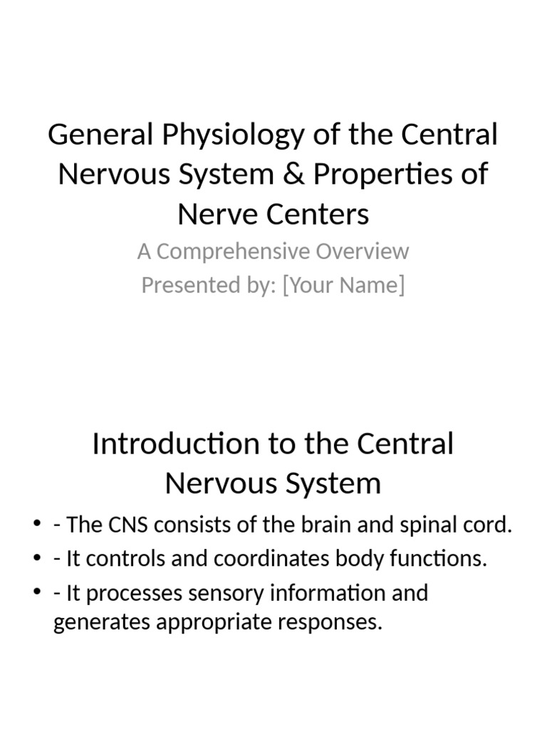 Central Nervous System Overview | PDF | Central Nervous System ...