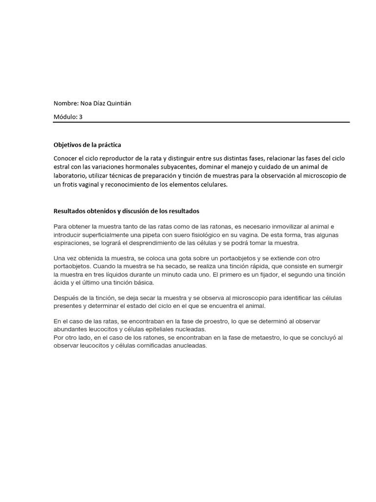 Ciclo Estral en Ratas: Práctica y Resultados | PDF