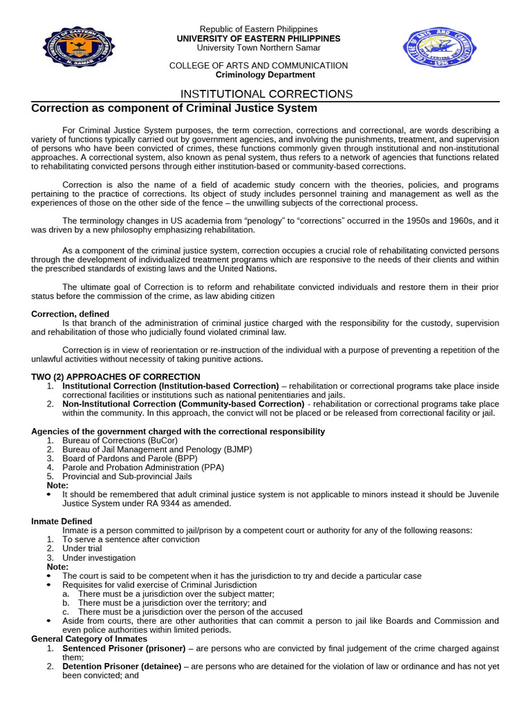 Review-Material-in-Institutional-Corrections 2 | PDF | Prison | Corrections