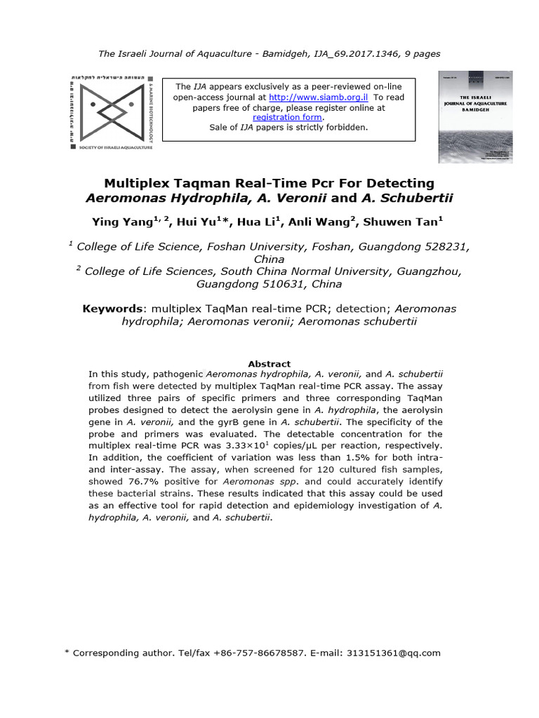 Yang - Multiplex - Taqman - Real-Time - PCR - For - Detecting - Aerom ...