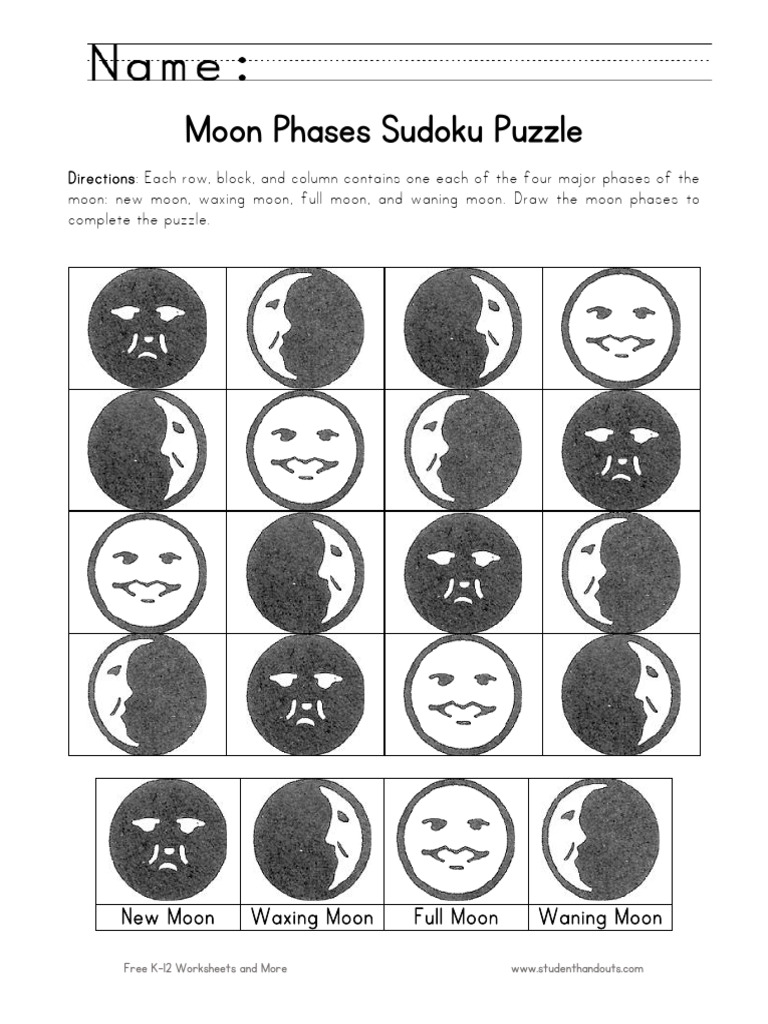 Moon Phases Sudoku Puzzle Answer Key | PDF