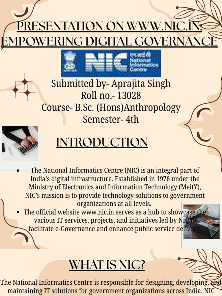 Presentation on Www.nic.in Empowering Digital Governance | PDF | Information Technology | Computing