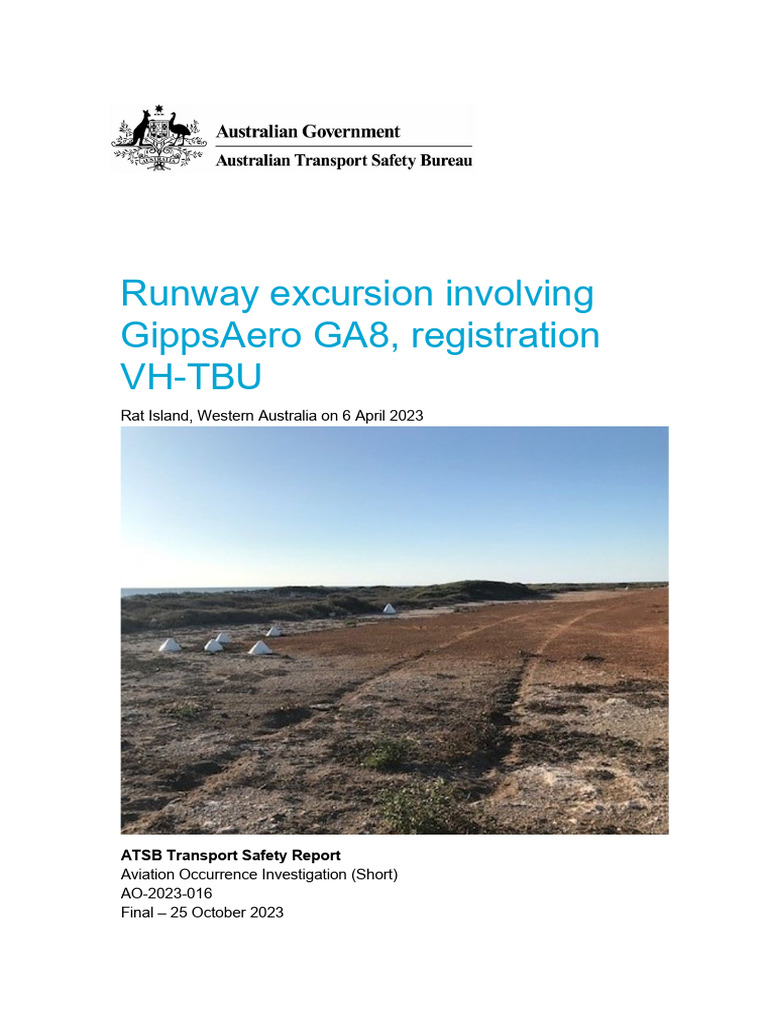 VH-TBU RunwayOverrun FINAL | PDF | Aircraft | Aviation