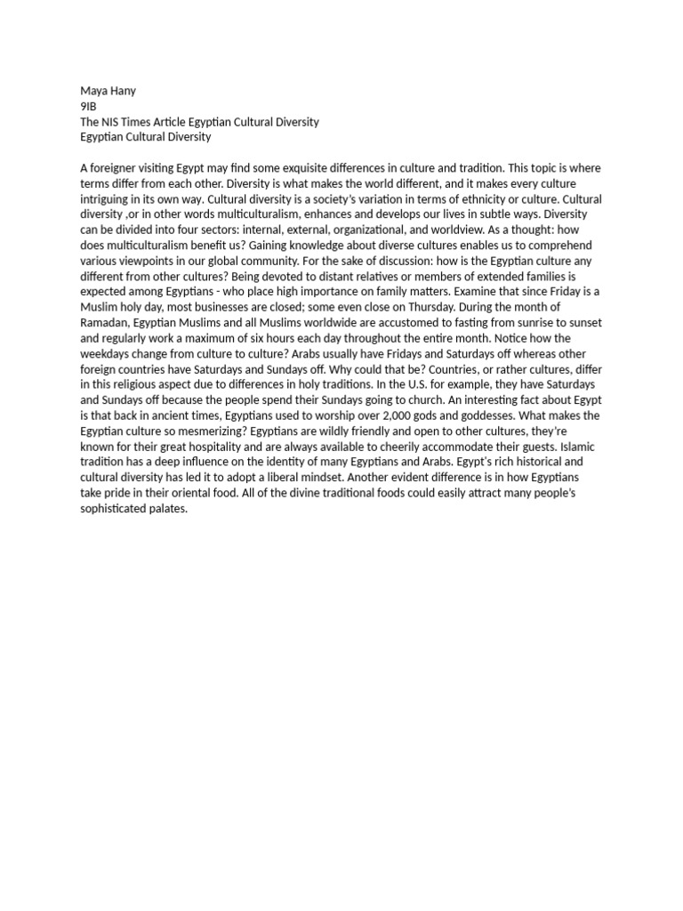 Egyptian Cultural Diversity | PDF