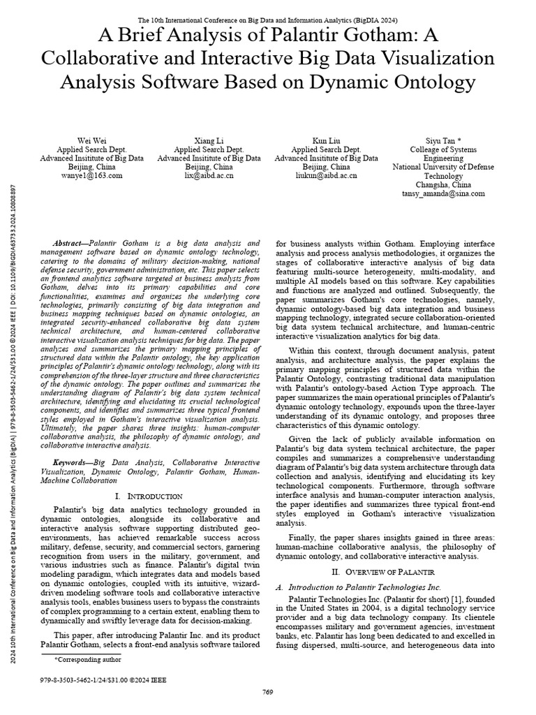 A Brief Analysis of Palantir Gotham A Collaborative and Interactive Big Data Visualization ...