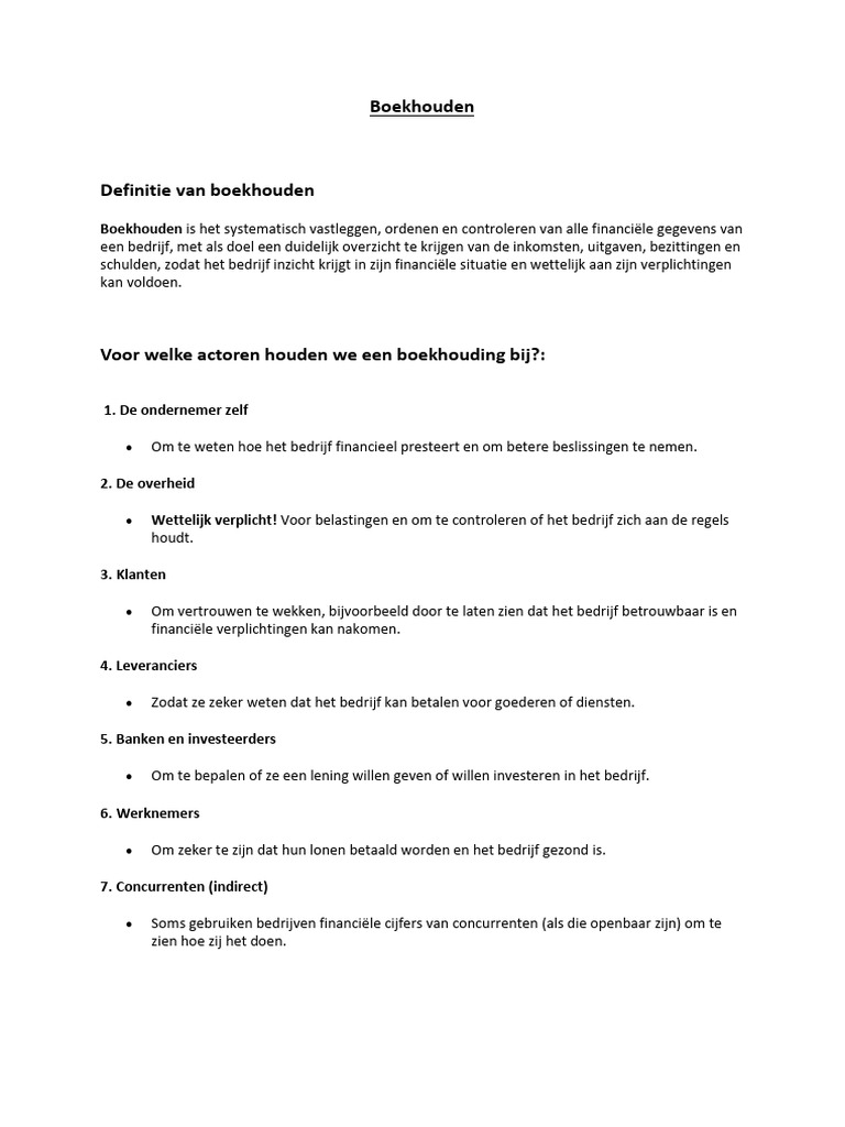 Boekhouden - Definitie + Nut | PDF