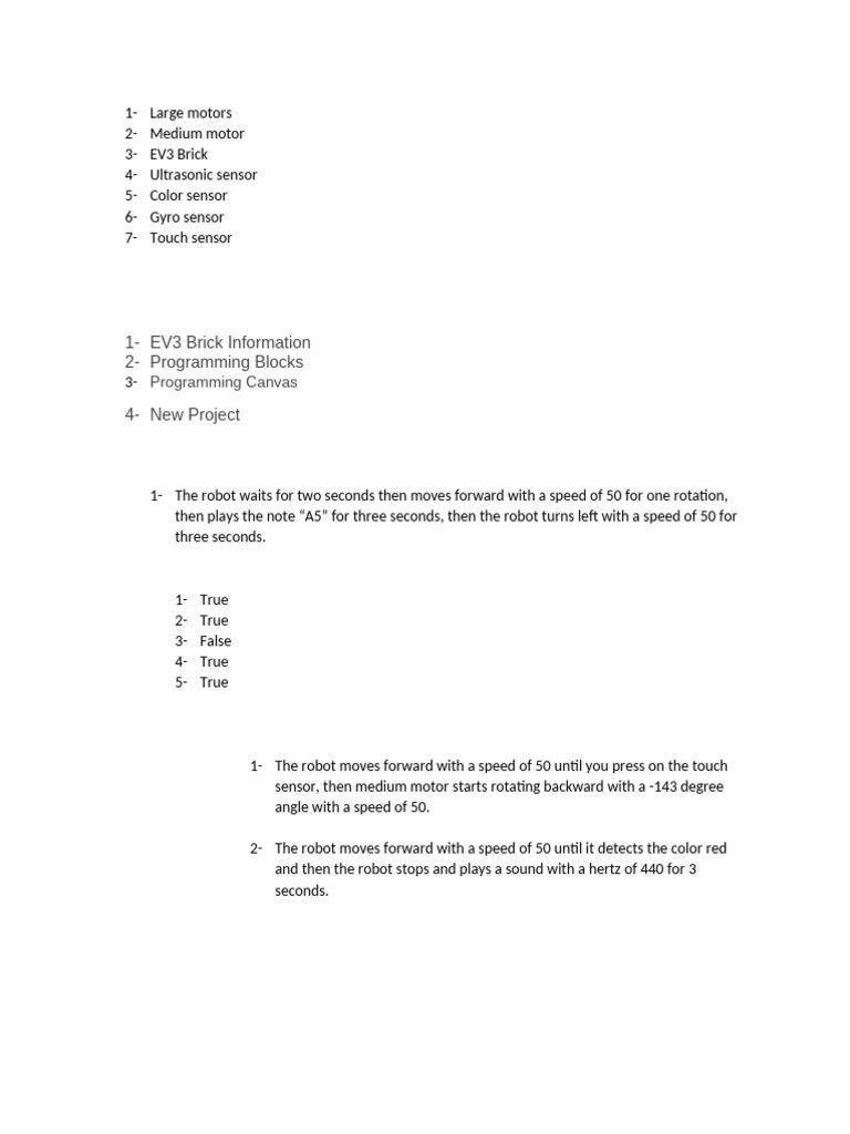1-EV3 Brick Information 2 - Programming Blocks 4 - New Project | PDF