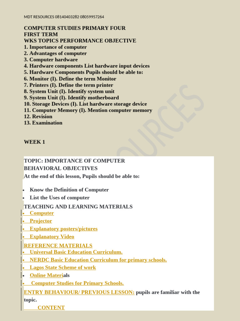 Ist Term Ict Pry 4 | PDF | Computer Data Storage | Computer Monitor