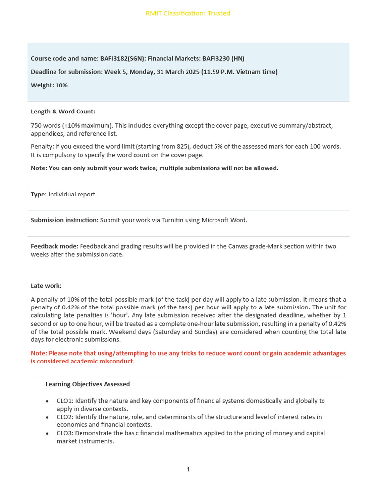 Assignment 1-Instructions | PDF | Interest | Yield Curve