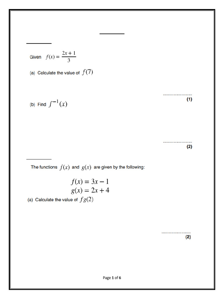 Function WS 1 | PDF
