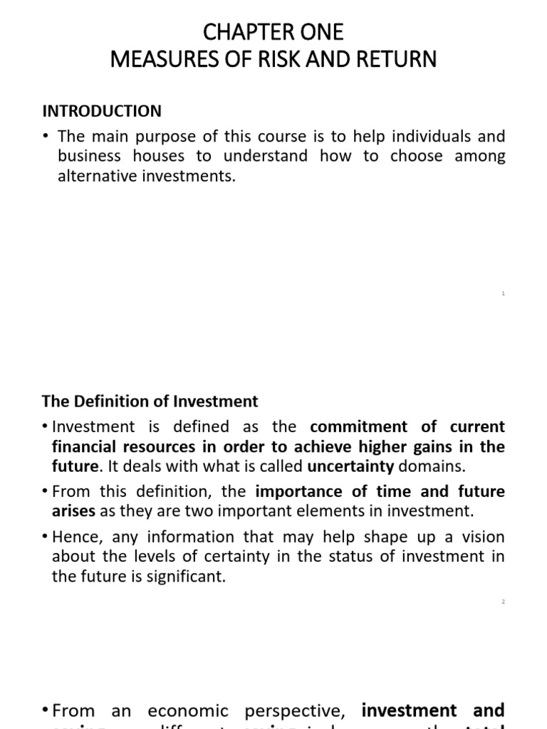 IAPM Chapter One - Risk and Return | PDF | Option (Finance) | Put Option