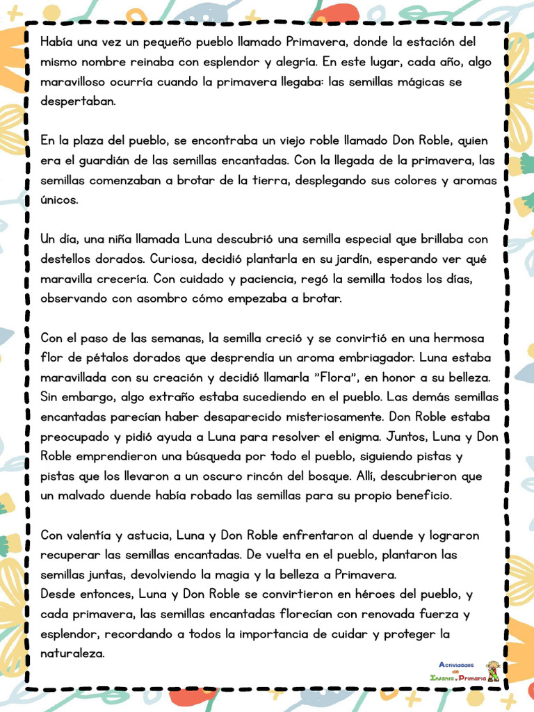 Comprension Lectora Cuento de La Primavera | PDF