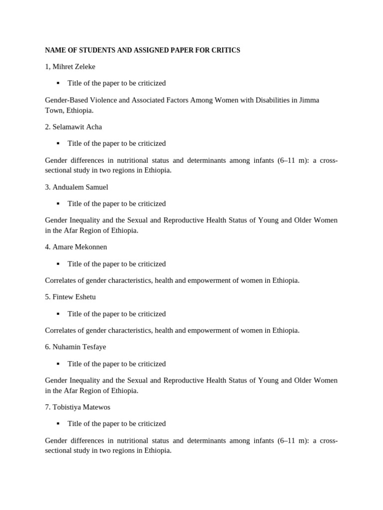 Individual Gender Assignment | PDF