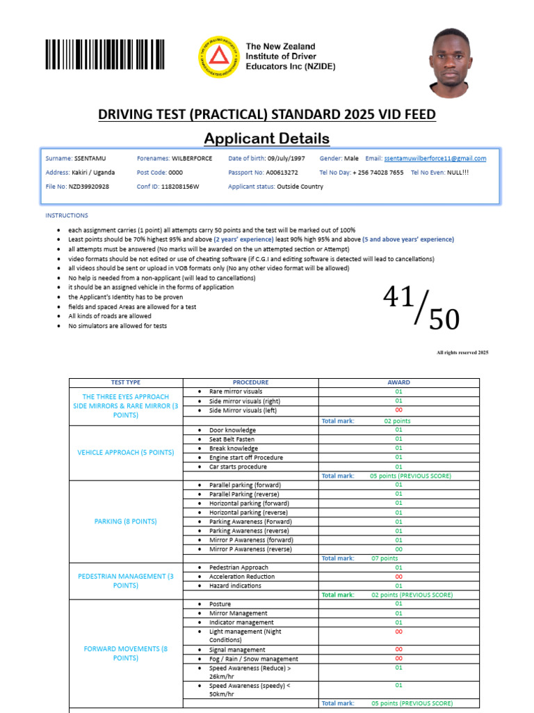 DRIVING TEST Results Asap 2 | PDF | Transport | Vehicles
