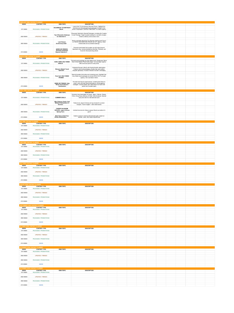 EDM Content Planner - Sheet1 | PDF