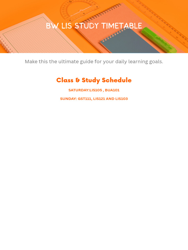 Study Plan Doc in Bright Orange White Vibrant Professional Style ...