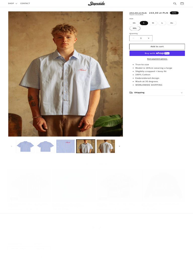 Light Blue Short Sleeve Shirt - Embroidered Front Logo – Slopeside ...